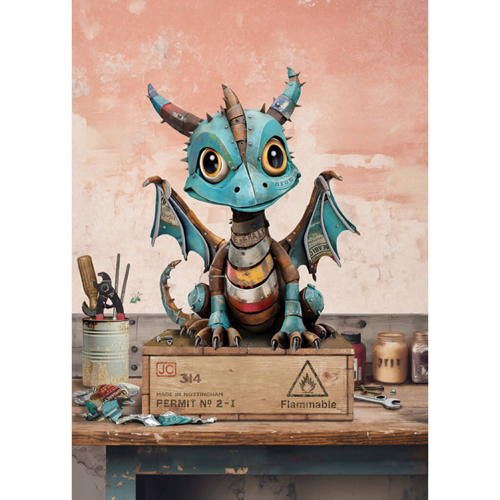 Bug Art Scrap Dragon Greetings Card | Clouds