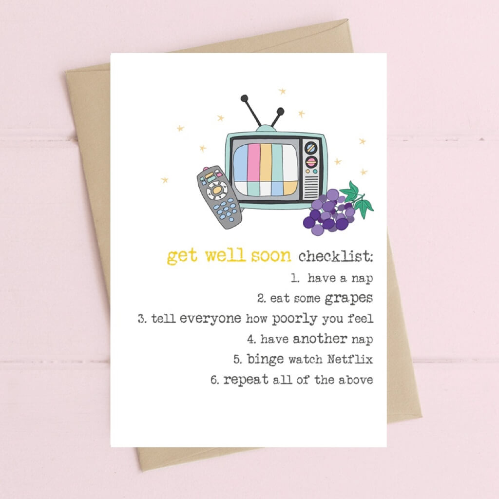 Get Well Soon Checklist Greeting Card | Clouds