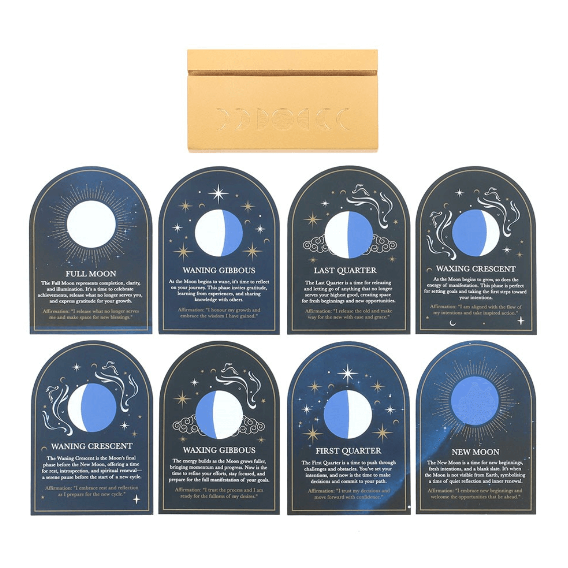 Moon Phase Altar Cards with Stand | Clouds