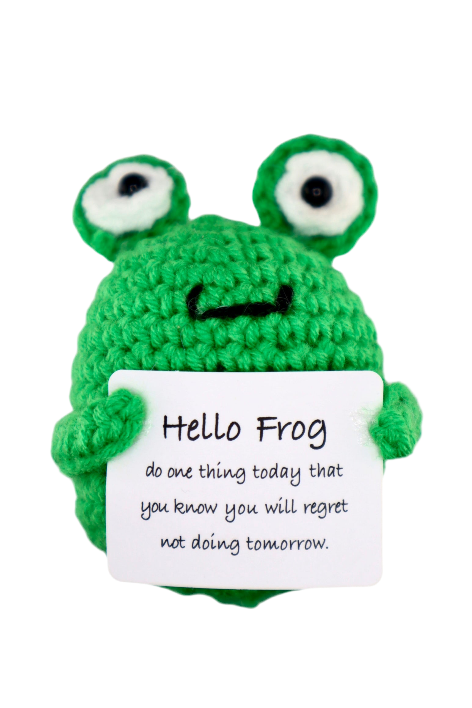 Crochet Positive Hello Frog Figure by The Gnome Garden| Clouds