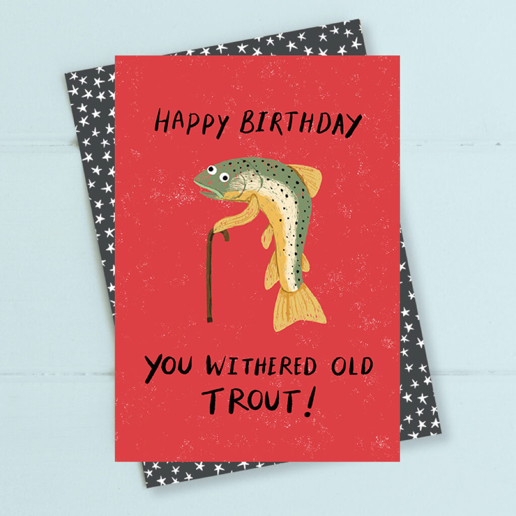 Withered Old Trout Birthday Greeting Card | Clouds